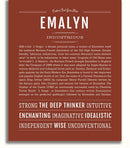 Emalyn Personalized Name Meaning Art Prints – Name Stories