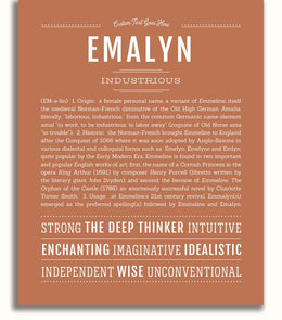 Emalyn Personalized Name Meaning Art Prints – Name Stories
