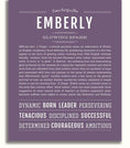 Emberly Personalized Name Meaning Art Prints – Name Stories