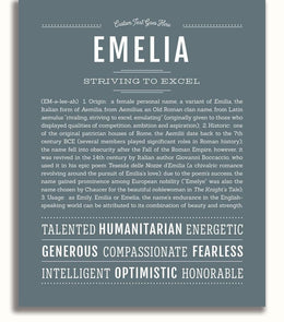 Emelia | Name Art Print – Name Stories