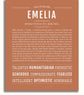 Emelia Personalized Name Meaning Art Prints – Name Stories