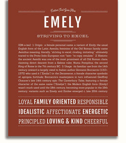Emely Personalized Name Meaning Art Prints – Name Stories