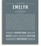 Emelyn Personalized Name Meaning Art Prints – Name Stories