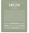 Emelyn Personalized Name Meaning Art Prints – Name Stories