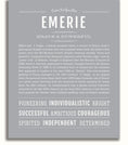 Emerie Personalized Name Meaning Art Prints – Name Stories