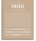 Emerie Personalized Name Meaning Art Prints – Name Stories