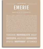 Emerie Personalized Name Meaning Art Prints – Name Stories
