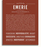 Emerie Personalized Name Meaning Art Prints – Name Stories