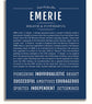 Emerie Personalized Name Meaning Art Prints – Name Stories