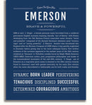 Emerson Personalized Name Meaning Art Prints – Name Stories
