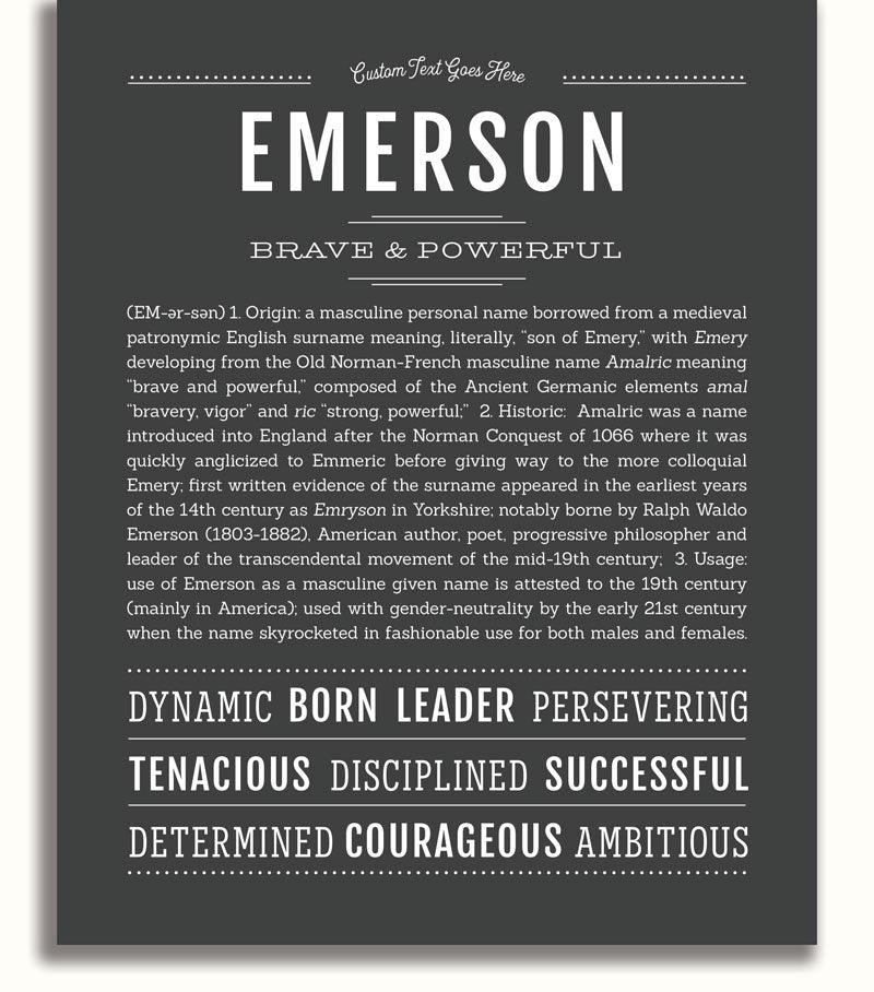 Emerson Personalized Name Meaning Art Prints – Name Stories