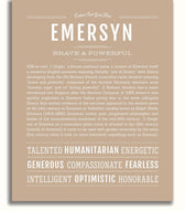 Emersyn Personalized Name Meaning Art Prints – Name Stories