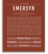 Emersyn Personalized Name Meaning Art Prints – Name Stories