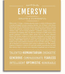 Emersyn Personalized Name Meaning Art Prints – Name Stories