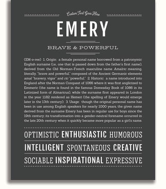 Emery (female) | Name Art Print – Name Stories
