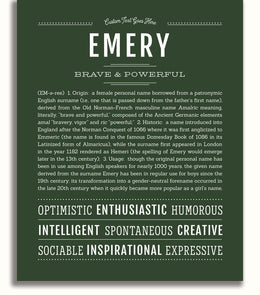 Emery (female) | Name Art Print – Name Stories