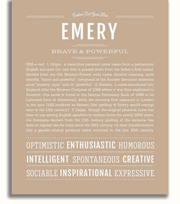 Emery Personalized Name Meaning Art Prints – Name Stories