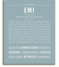 Emi Personalized Name Meaning Art Prints – Name Stories