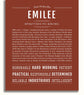 Emilee Personalized Name Meaning Art Prints – Name Stories