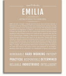 Emilia Personalized Name Meaning Art Prints – Name Stories