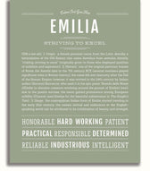 Emilia Personalized Name Meaning Art Prints – Name Stories