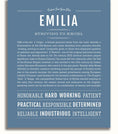 Emilia Personalized Name Meaning Art Prints – Name Stories