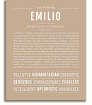 Emilio Personalized Name Meaning Art Prints – Name Stories