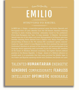 Emilio Personalized Name Meaning Art Prints – Name Stories