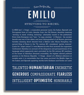 Emilio Personalized Name Meaning Art Prints – Name Stories