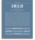 Emilio Personalized Name Meaning Art Prints – Name Stories