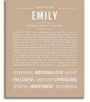 Emily Personalized Name Meaning Art Prints – Name Stories