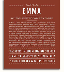 Emma Personalized Name Meaning Art Prints – Name Stories
