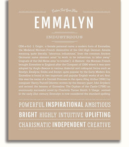 Emmalyn Personalized Name Meaning Art Prints – Name Stories