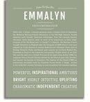 Emmalyn Personalized Name Meaning Art Prints – Name Stories