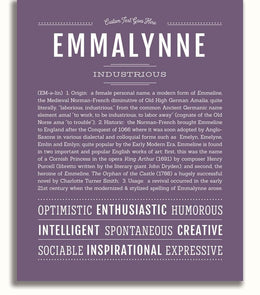 Emmalynne Personalized Name Meaning Art Prints – Name Stories