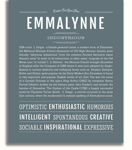 Emmalynne Personalized Name Meaning Art Prints – Name Stories