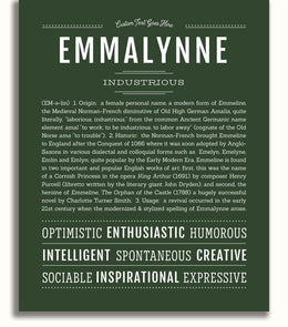 Emmalynne Personalized Name Meaning Art Prints – Name Stories