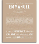 Emmanuel Personalized Name Meaning Art Prints – Name Stories