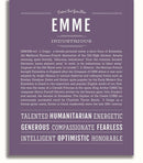 Emme Personalized Name Meaning Art Prints – Name Stories