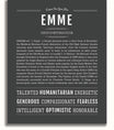 Emme Personalized Name Meaning Art Prints – Name Stories