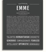 Emme Personalized Name Meaning Art Prints – Name Stories