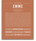 Emme Personalized Name Meaning Art Prints – Name Stories