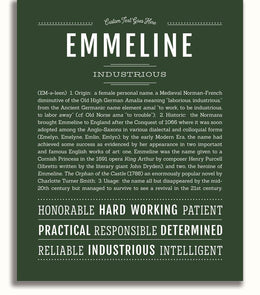 Emmeline Personalized Name Meaning Art Prints – Name Stories