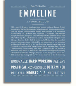 Emmeline Personalized Name Meaning Art Prints – Name Stories