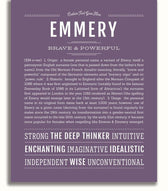 Emmery Personalized Name Meaning Art Prints – Name Stories