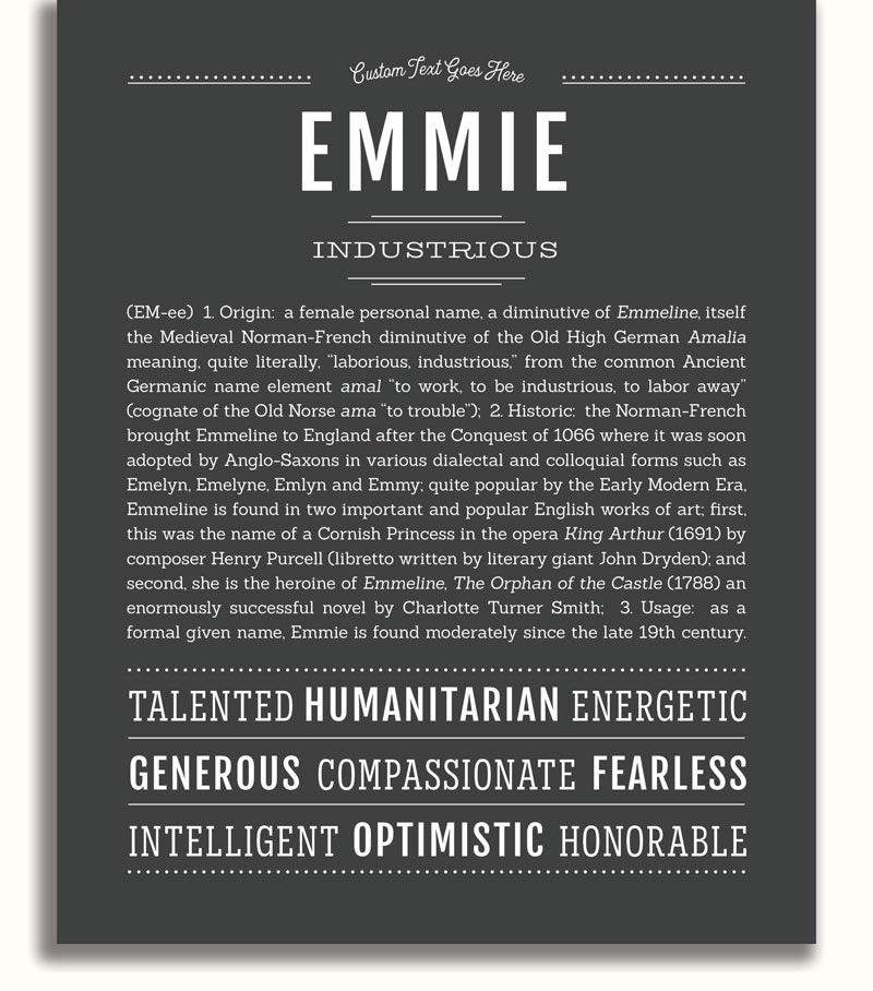 Emmie Personalized Name Meaning Art Prints – Name Stories