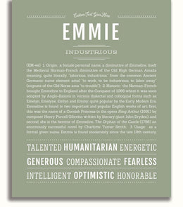 Emmie Personalized Name Meaning Art Prints – Name Stories