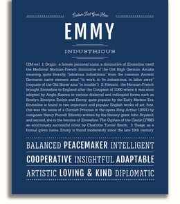 Emmy Personalized Name Meaning Art Prints – Name Stories