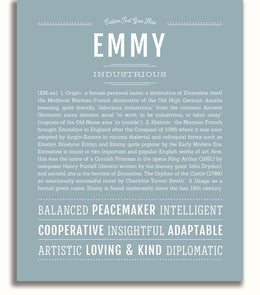 Emmy Personalized Name Meaning Art Prints – Name Stories