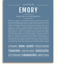 Emory Personalized Name Meaning Art Prints – Name Stories